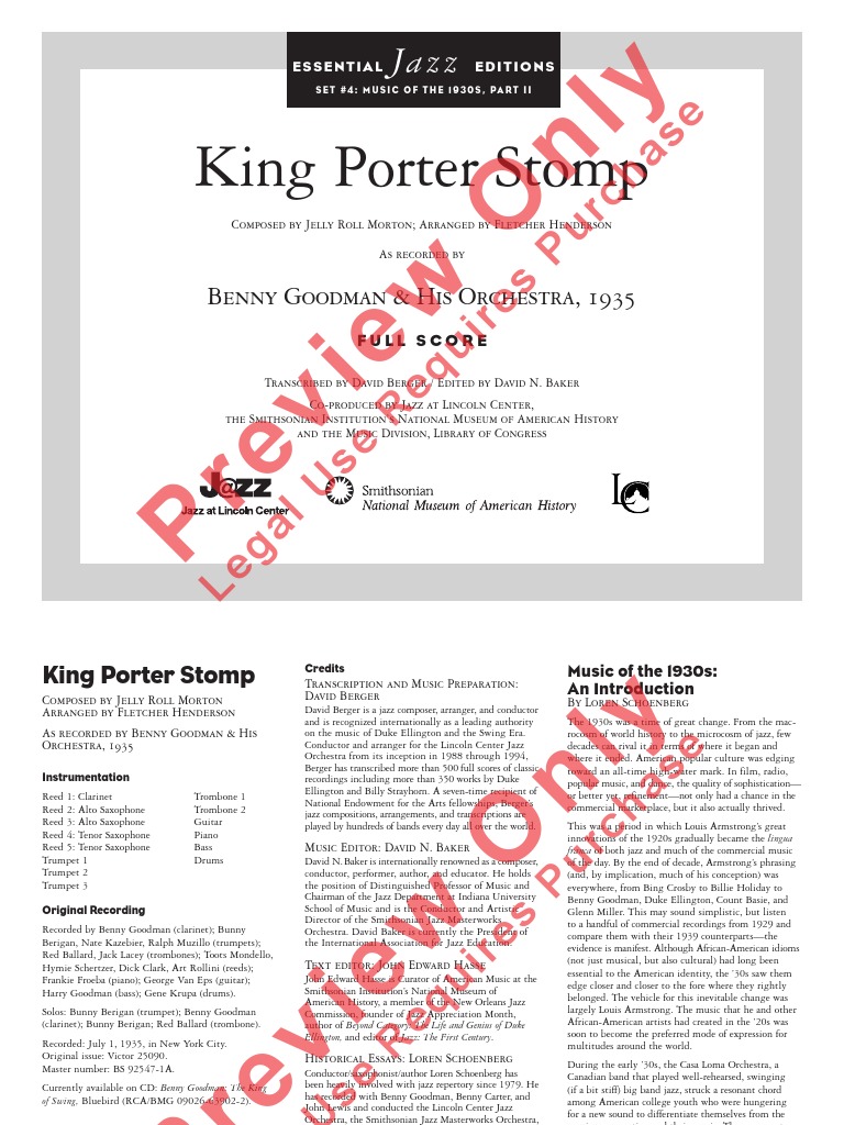 King Porter Stomp Goodman | PDF | Jazz | Trombone