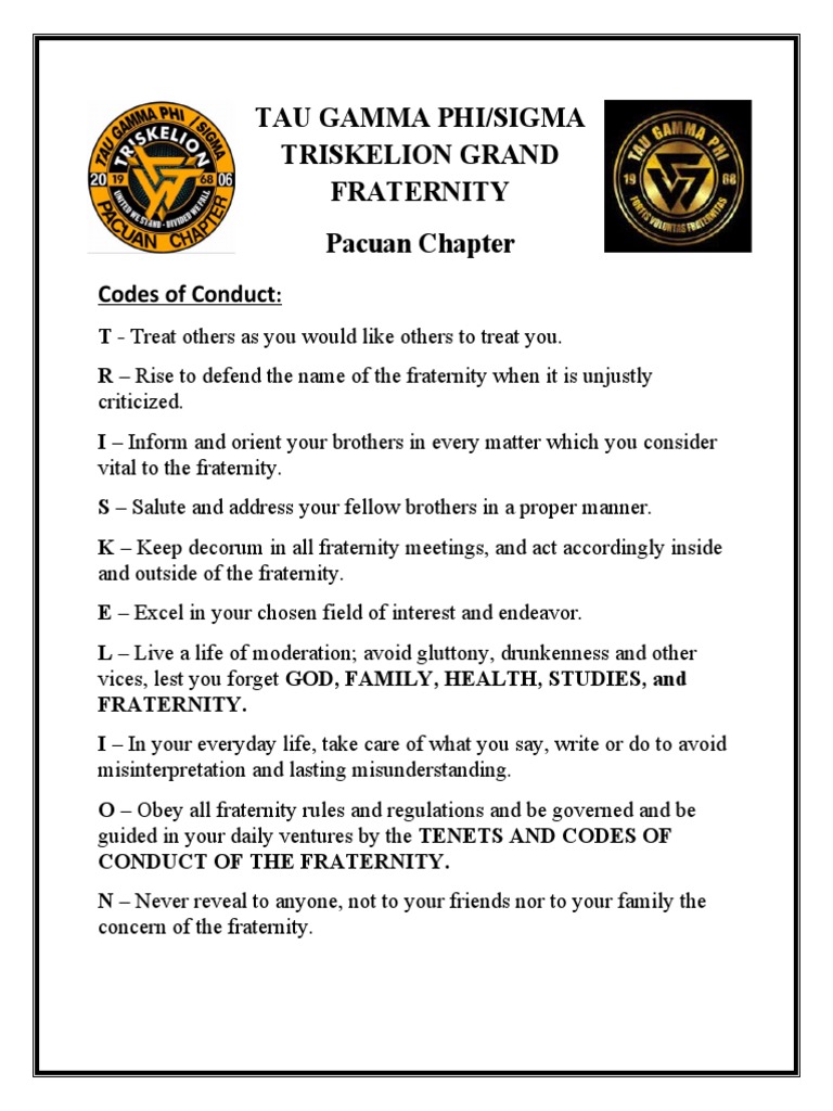 Tau Gamma Phi Codes of Conduct | PDF