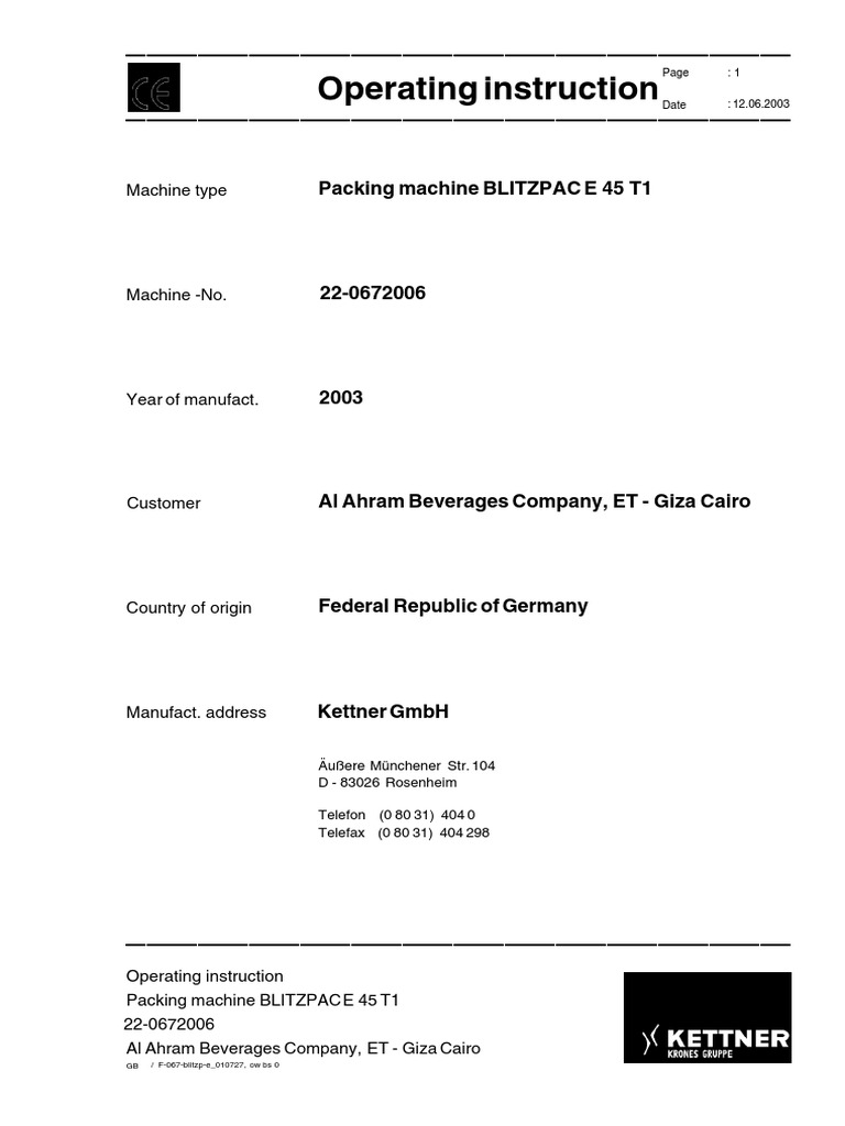 Packer Operating Manual | Download Free PDF | Switch | Machines