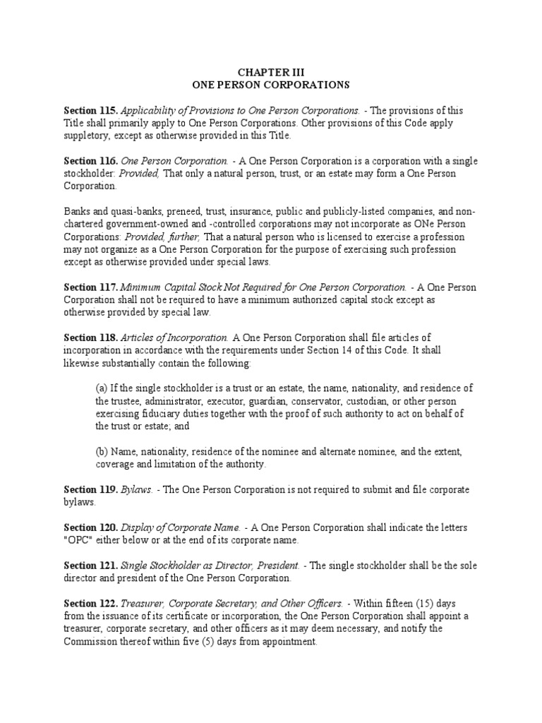 RA No 11232 Revised Corporation Code of The Philippines Sec 115 To Sec ...