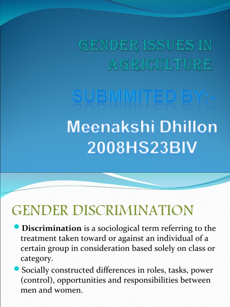 Gender Issues in Agriculture | PDF | Agriculture | Identity Politics