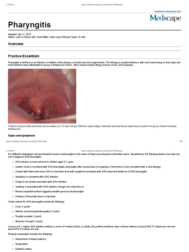 Pharyngitis: Signs and Symptoms | PDF | Infection | Streptococcus