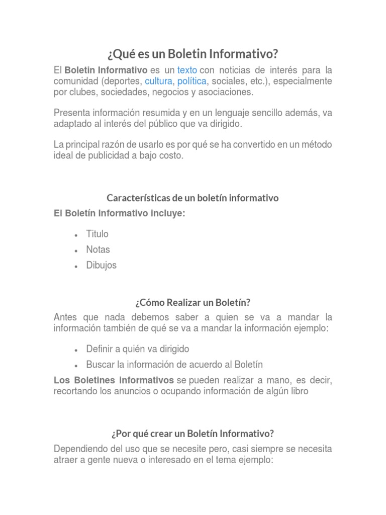 Qué Es Un Boletin Informativo | PDF