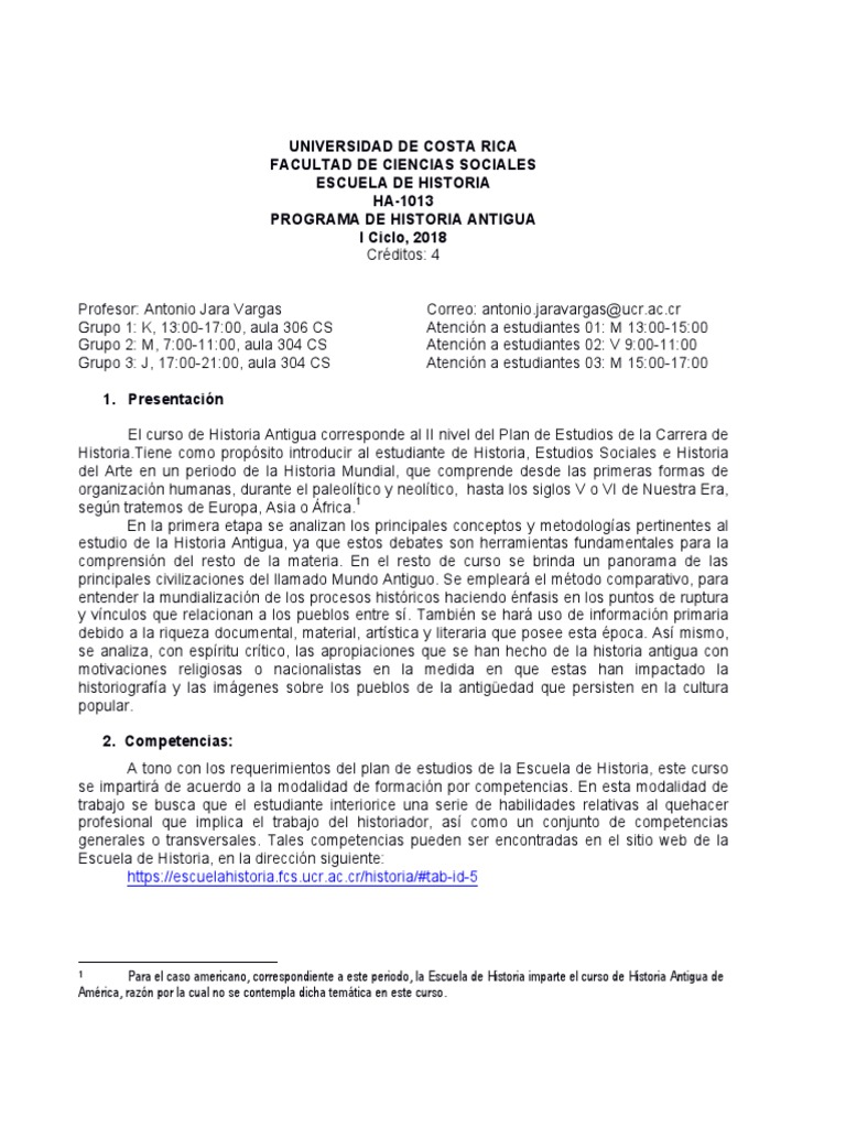 Programa Historia Antigua I 2018-AJara | PDF | Historia antigua ...