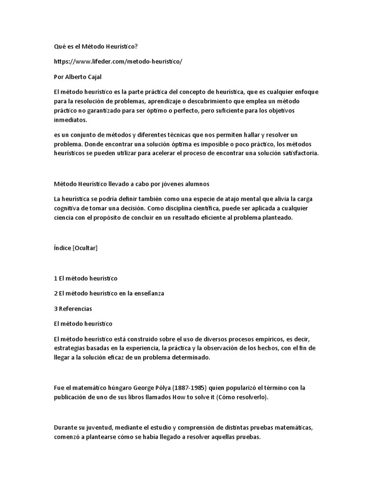 Qué Es El Método Heurístico Pdf Heurístico Método Científico 9125