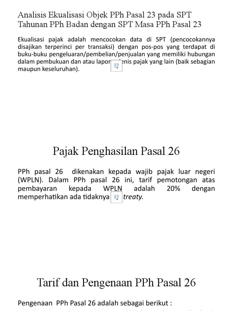 Analisis Ekualisasi Objek PPH Pasal 23 Pada SPT | PDF