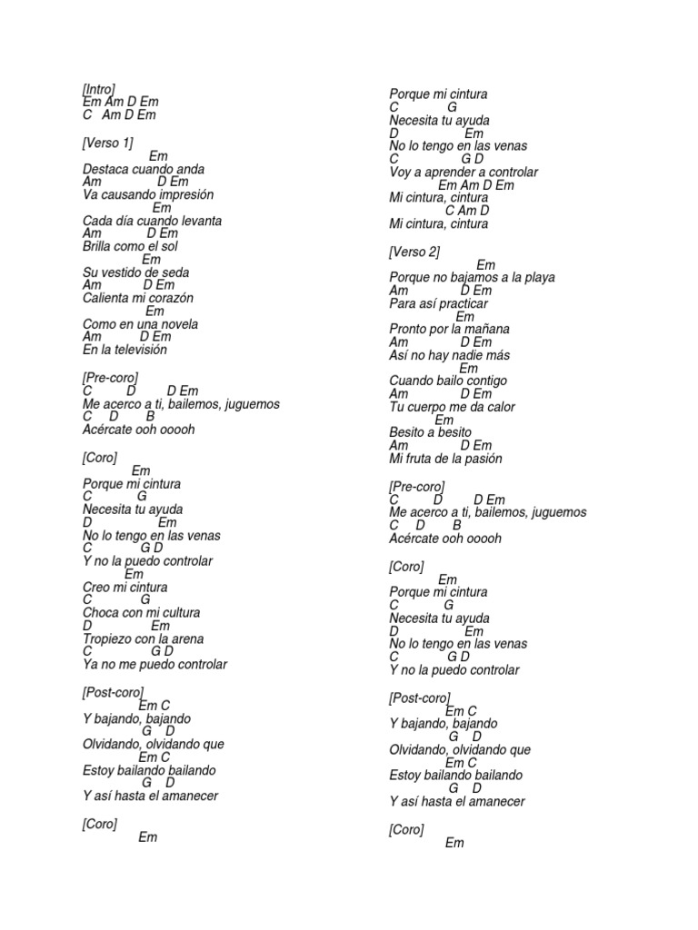 Alvaro Soler - La Cintura | PDF