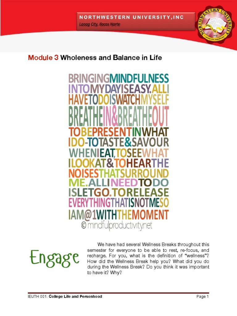 Engage: Wholeness and Balance in Life | PDF | Soul | Feeling