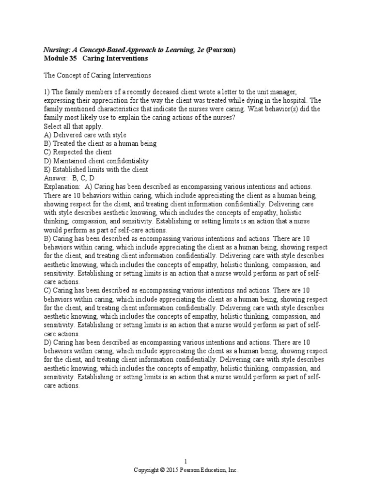 Module 35 Caring Interventions: Nursing: A Concept-Based Approach To ...