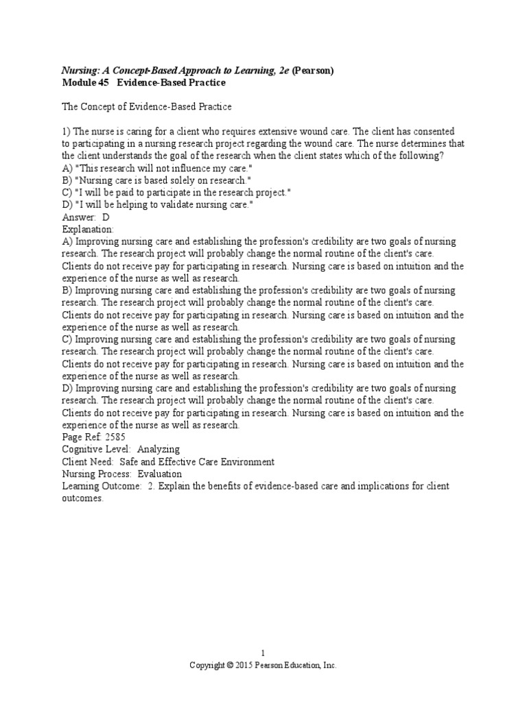 Evidence-Based Practice - Nursing Test Questions | PDF | Evidence Based ...