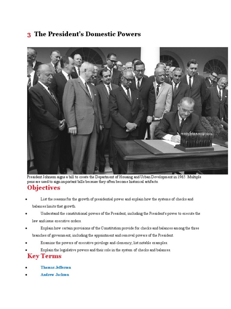 Lesson 3 The President's Domestic Powers | PDF | Presidents Of The ...