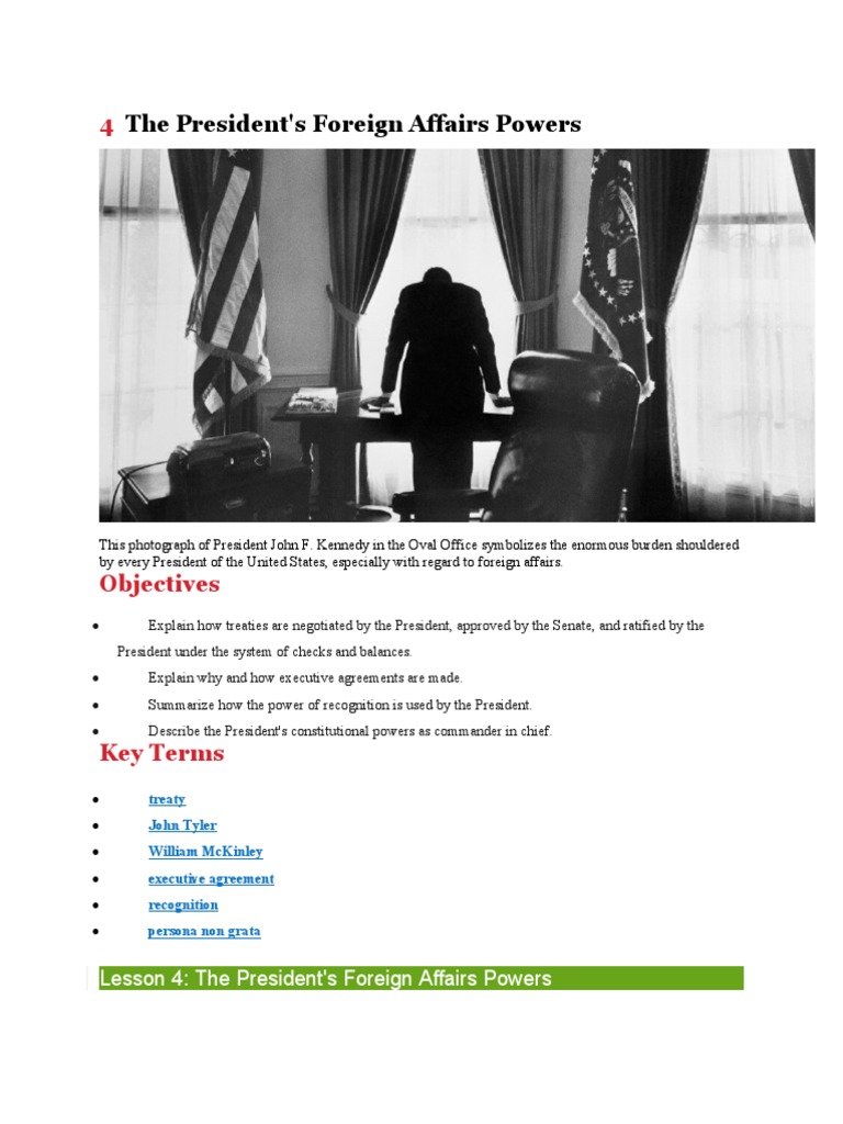 Lesson 4 The President's Foreign Affairs Powers | PDF | Treaty ...