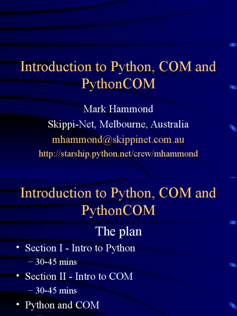 ToolsTutorial1999 Python COM Tutorial | PDF | Component Object Model | Class (Computer Programming)