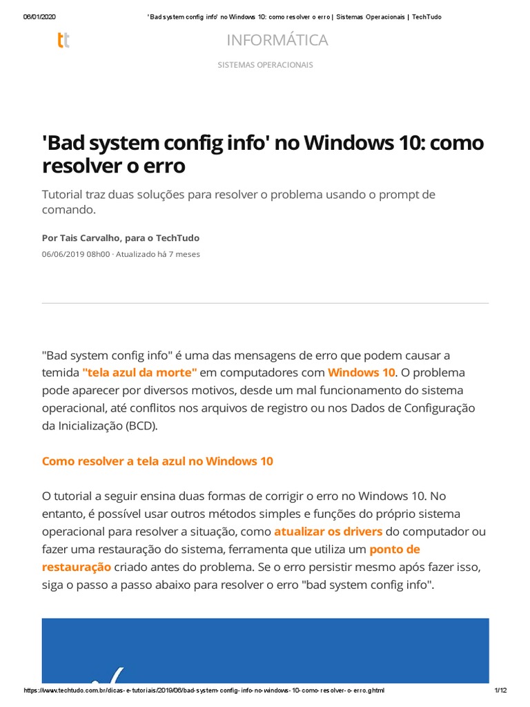 Bad Systen Config Info | PDF | Windows 10 | Microsoft Windows