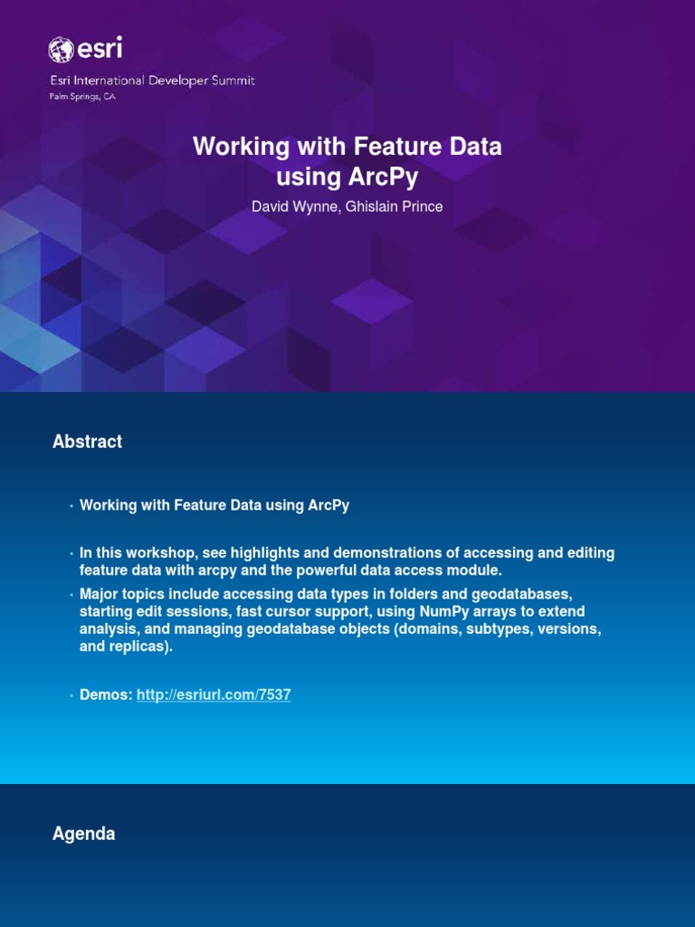 Working With Feature Data Using Arcpy Pdf Array Data Structure Data 3727