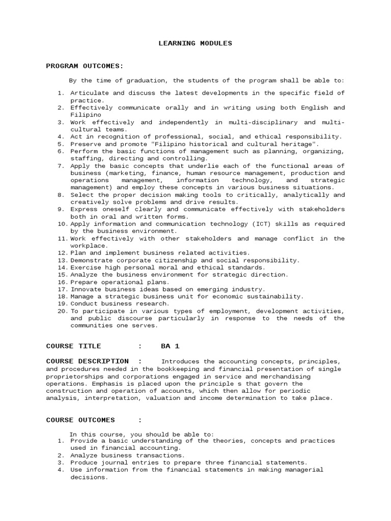 Ba1 Module 1 | PDF | Certified Public Accountant | Accounting