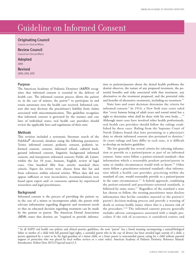 Guideline On Informed Consent: Originating Council Review Council ...