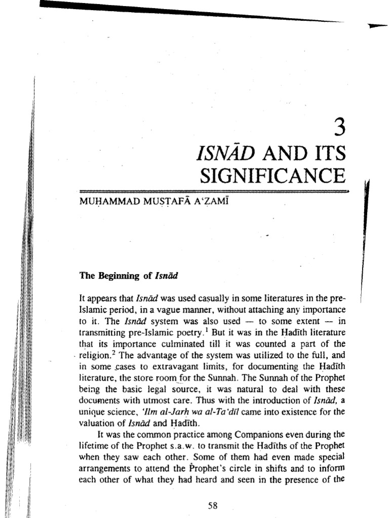 Mohammad Mustafa Al-Azami - Isnad Significance | PDF