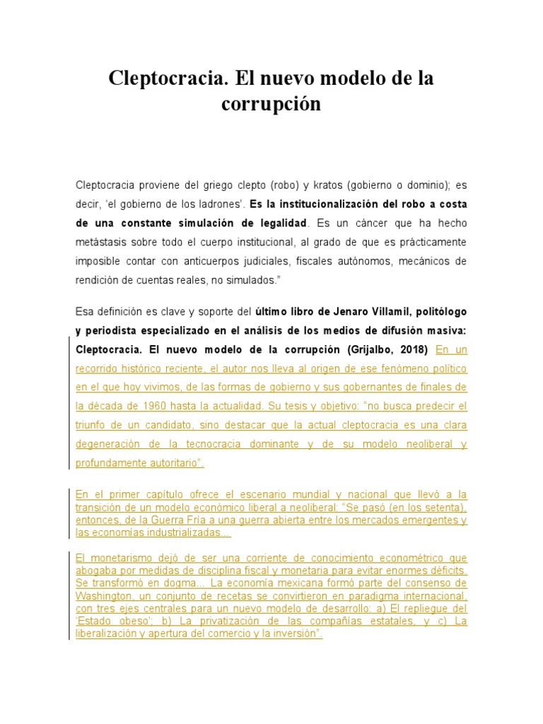 Cleptocracia Nuevo Modelo de La Corrupcion | PDF | Neoliberalismo | México