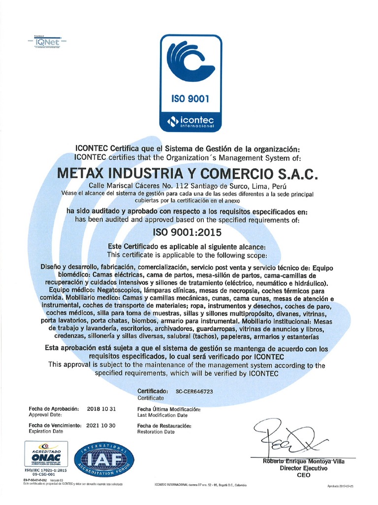 Iso 9001 - 2015-Icontec-Iqnet | PDF