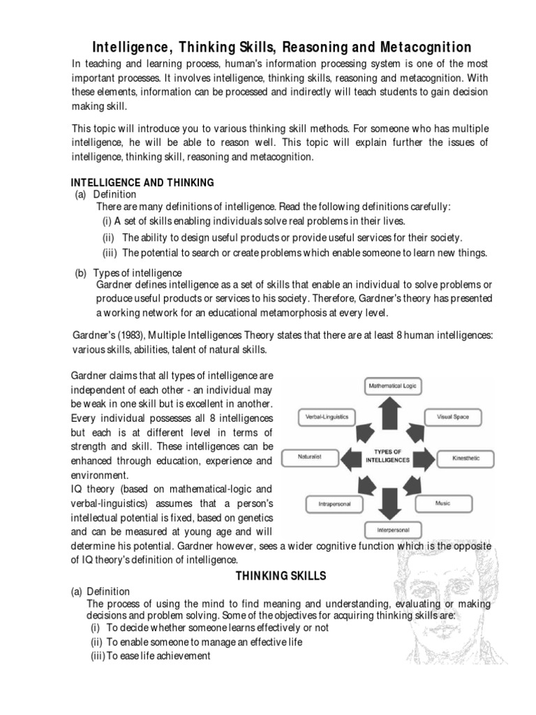 Intelligence Thinking Skills Reasoning A | PDF | Metacognition ...