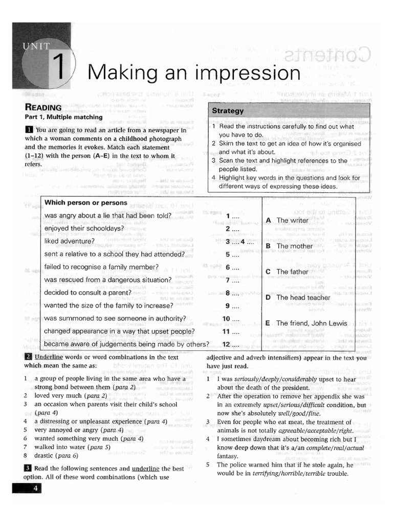 Unit 1 Reading (Fastrack CAE) | PDF