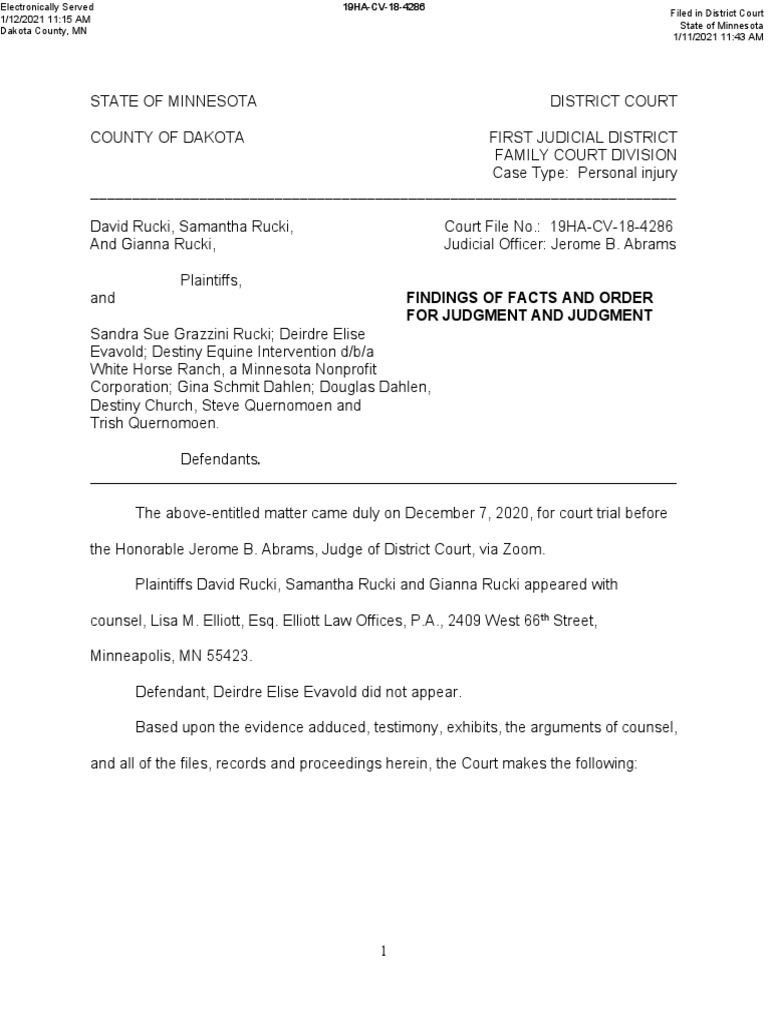 Findings of Facts and Order For Judgment and Judgment | PDF ...