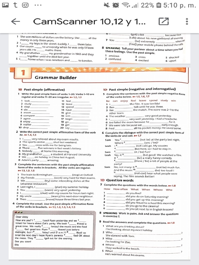 Grammar Builder Past Simple and Question Words | PDF