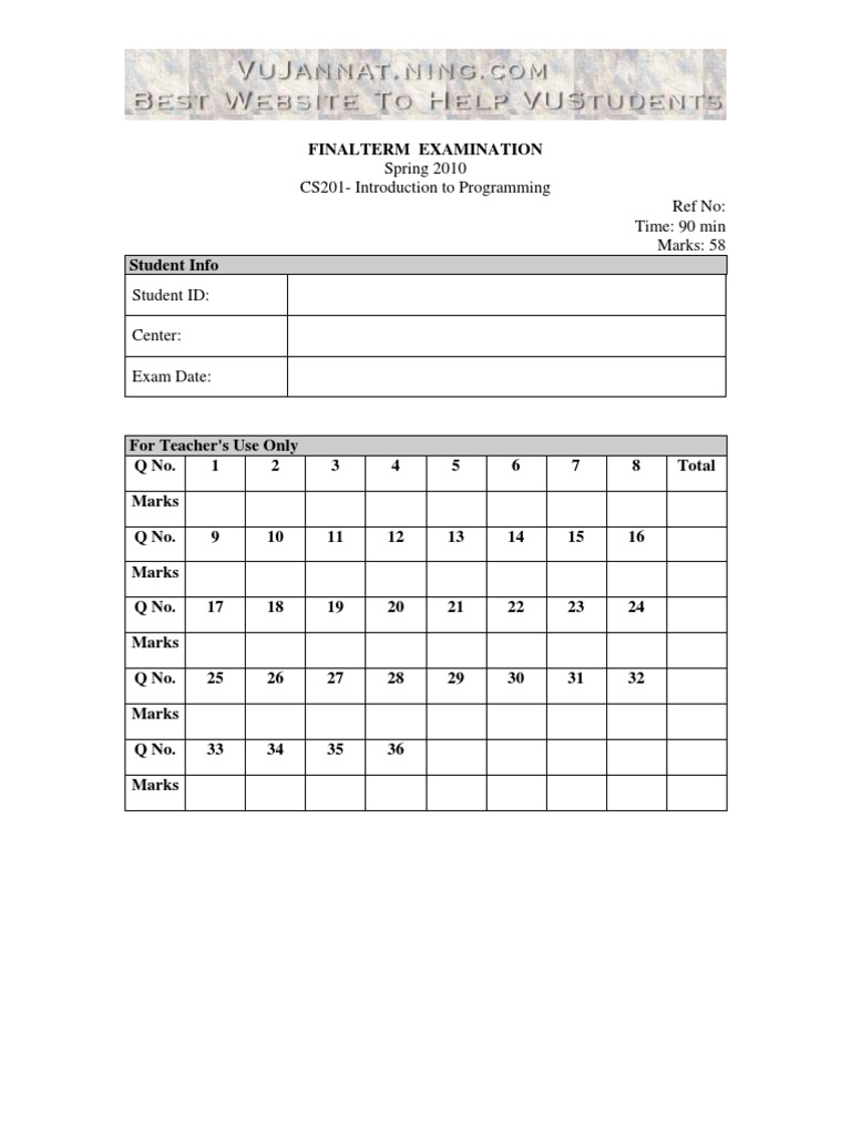 Final Solved Papers cs201 | PDF | Pointer (Computer Programming) | Constructor (Object Oriented ...