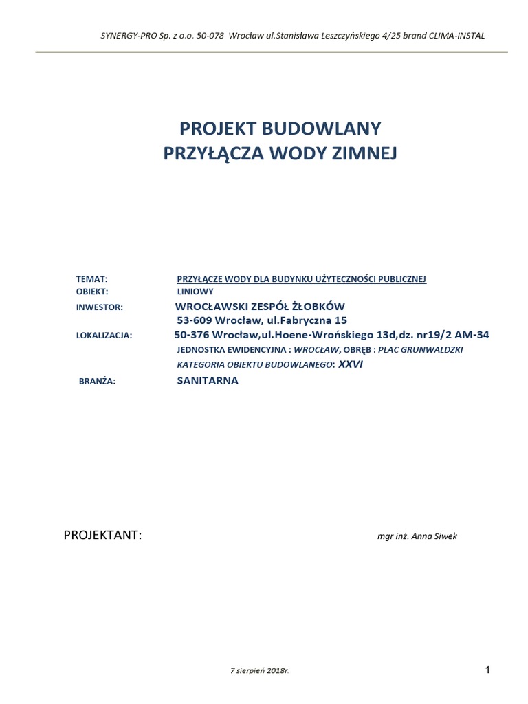 Projekt Budowlany - Przy Cze | PDF