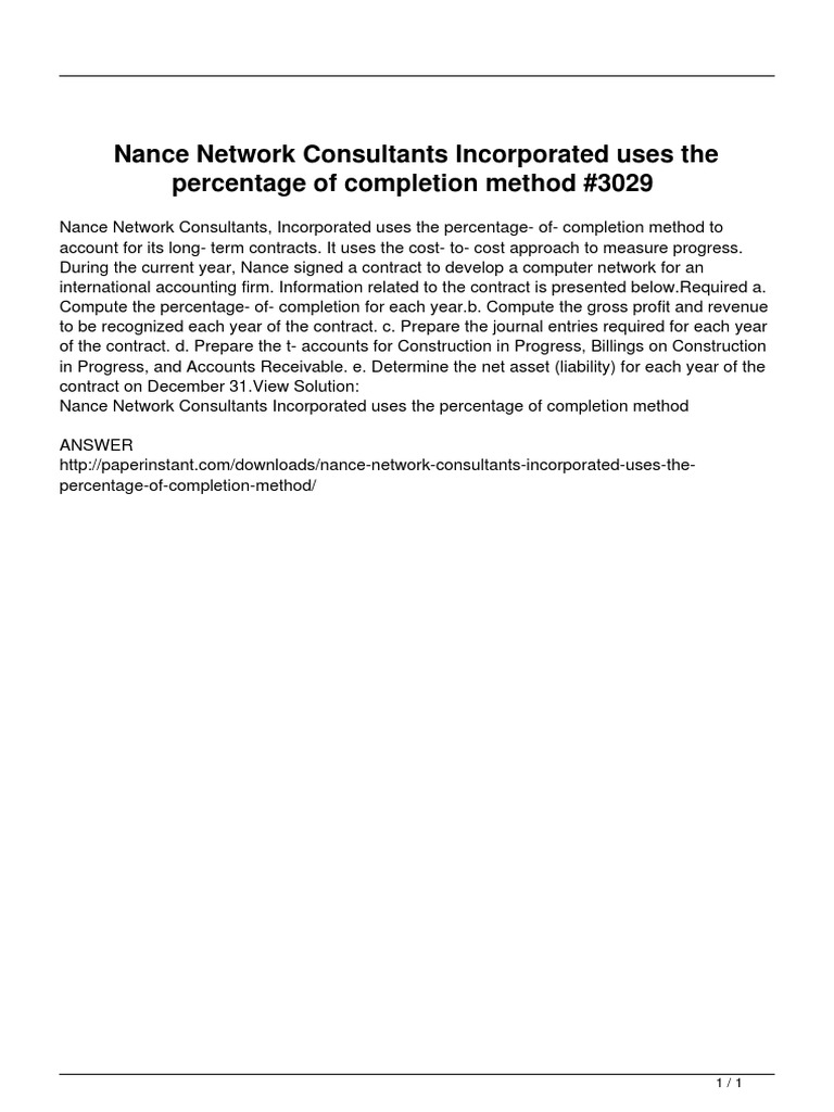 Nance Network Consultants Incorporated Uses The Percentage of ...