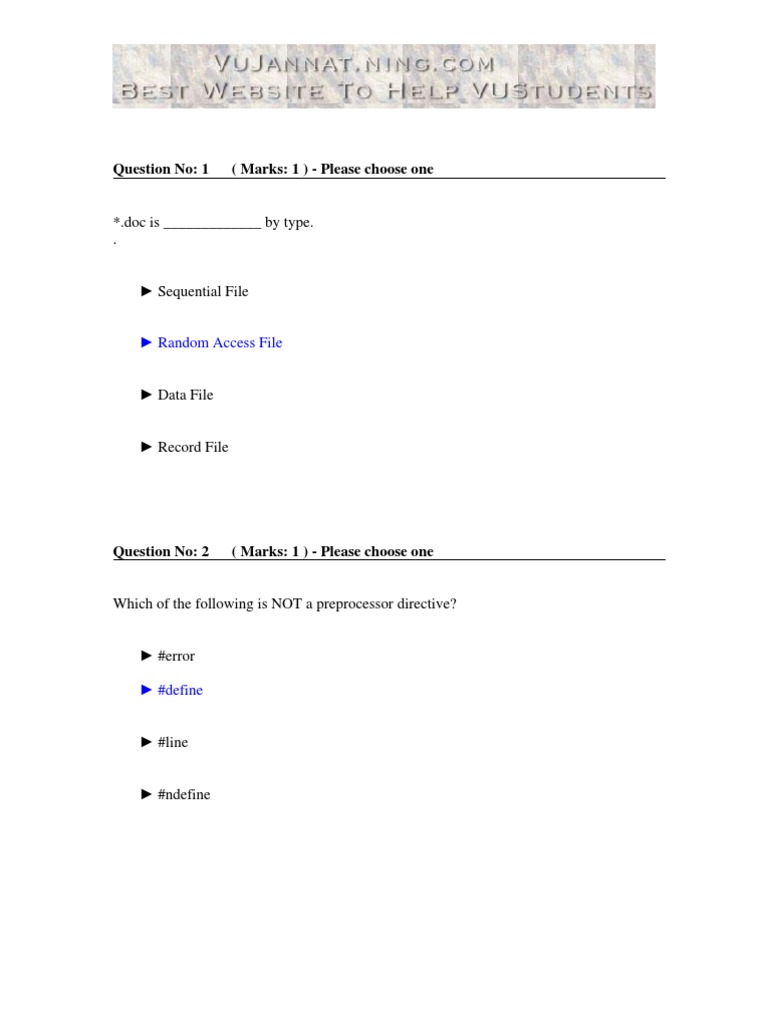 Solved CS201 Intro To Programing | Download Free PDF | Pointer (Computer Programming) | Subroutine