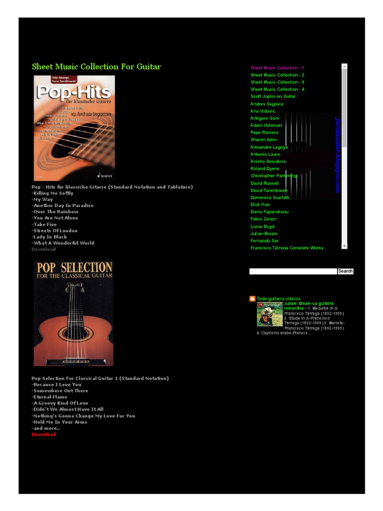 01 Sheet Music Collection For Guitar - 1 | PDF | Classical Guitar | Guitars