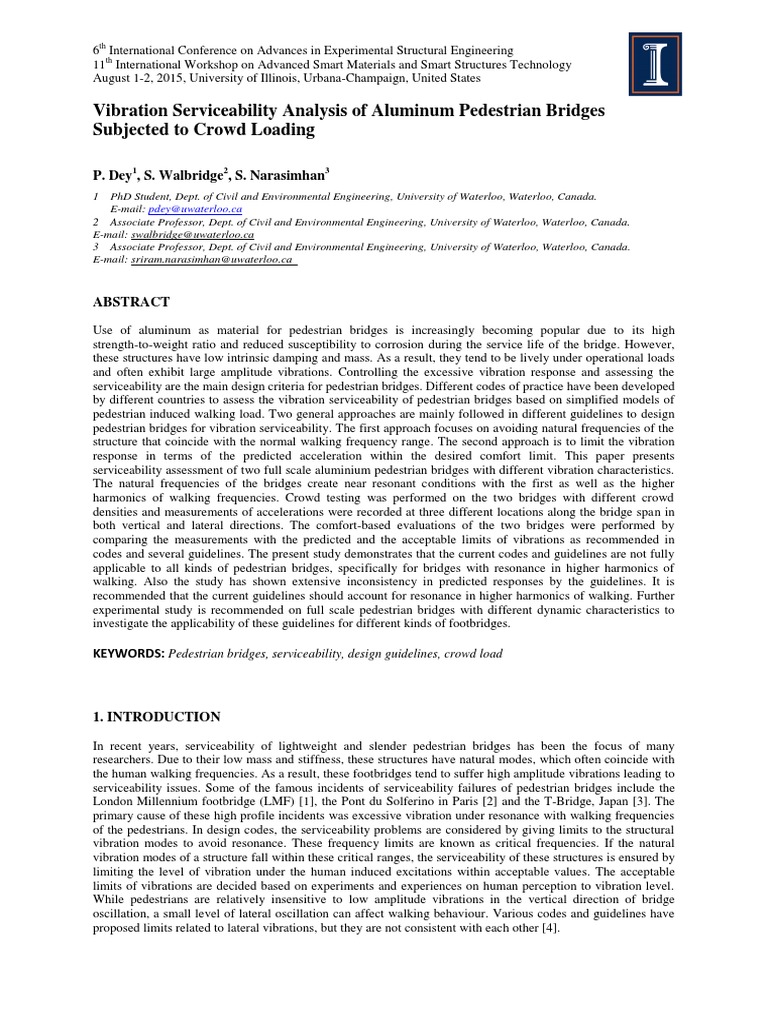 Vibration Serviceability Analysis of Aluminum Pedestrian Bridges ...