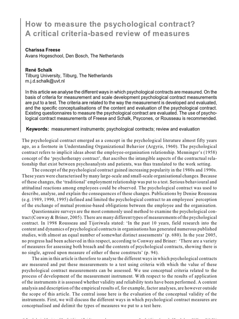 Psychological Contract Mesurement | PDF | Validity (Statistics ...