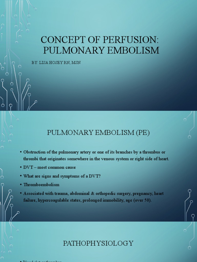Concept of Perfusion Pulmonary Embolism STUDENT | PDF | Thrombus ...