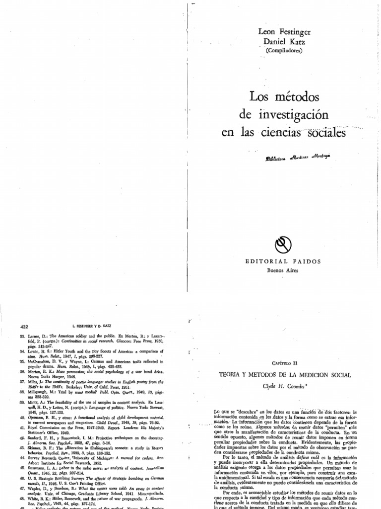 02 - Festinger y Kayz Los Metodos de Investigacion en Las Ciencias ...