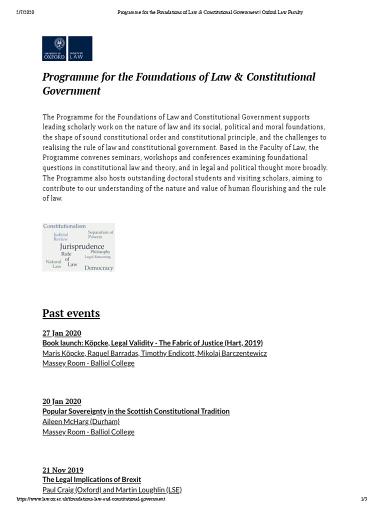 Programme For The Foundations of Law & Constitutional Government ...