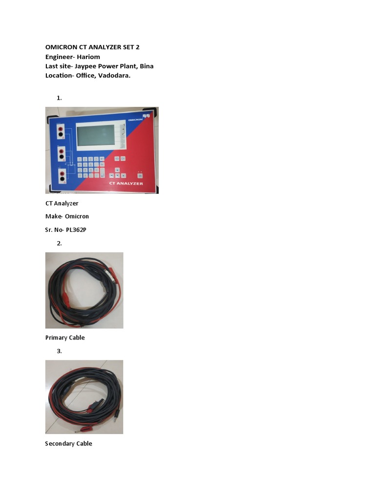 Omicron CT Analyzer Set Overview | PDF