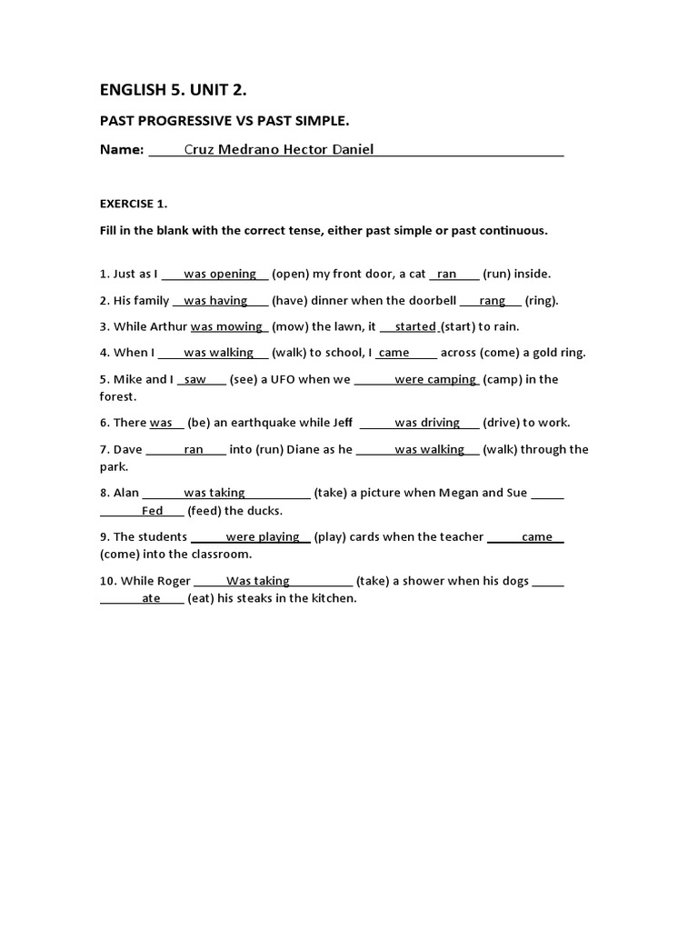 Past Progressive VS Past Simple | PDF