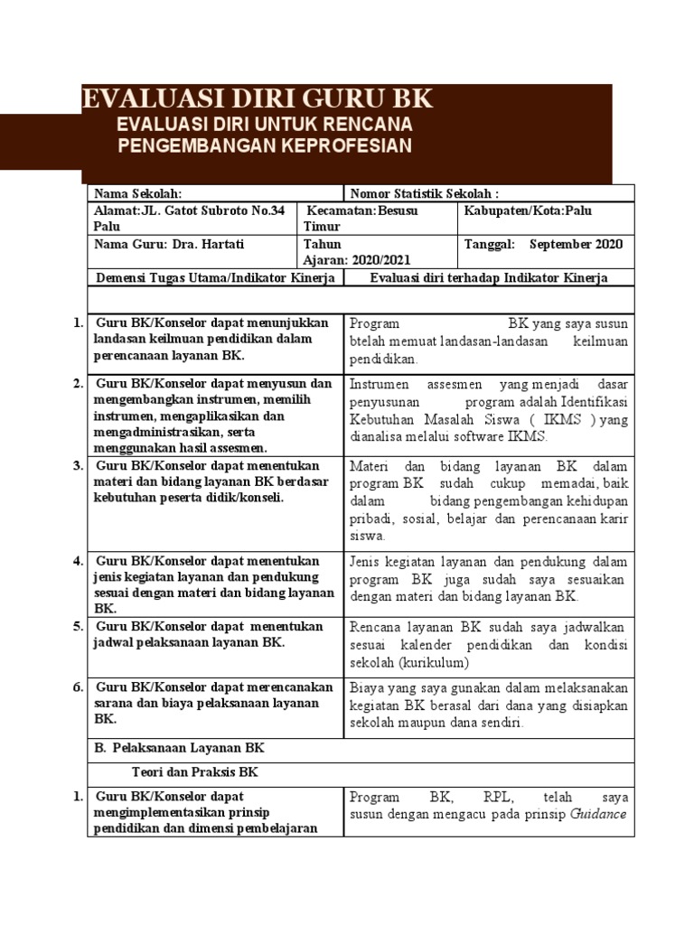 Evaluasi Diri Guru BK | PDF