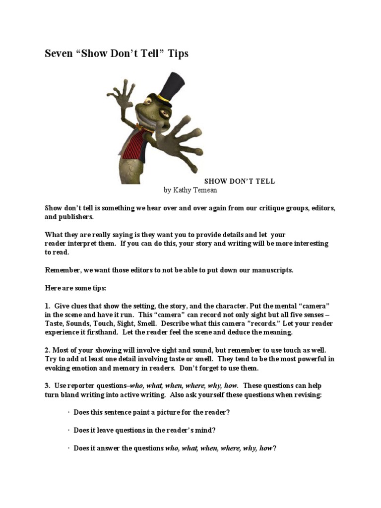 Seven "Show Don't Tell" Tips: by Kathy Temean | PDF | Cognitive Science