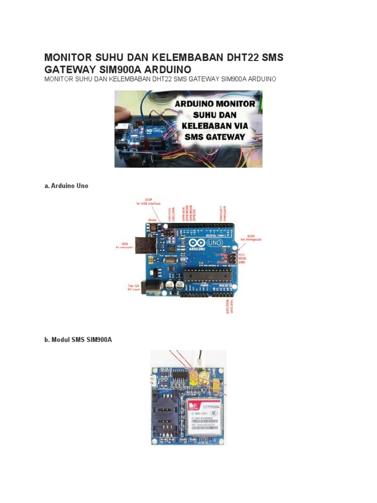 Monitor Suhu Dan Kelembaban DHT22 SMS Gateway Sim900a Arduino | PDF ...