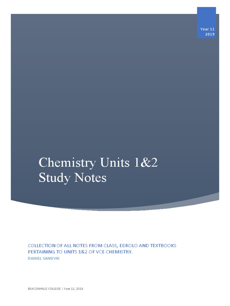 Chemistry Unit 1&2 Study Notes (Comp) | PDF | Chemical Polarity | Ion