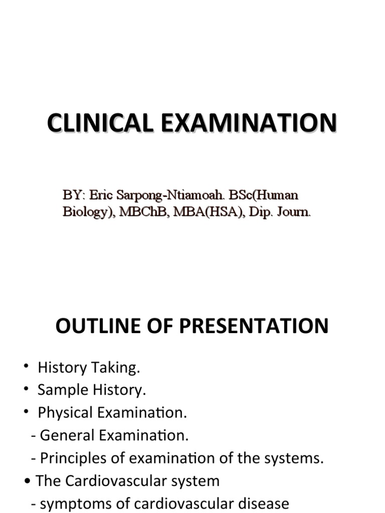 Clinical Examination - Eric Sarpong-Ntiamoah | PDF | Pulse | Heart