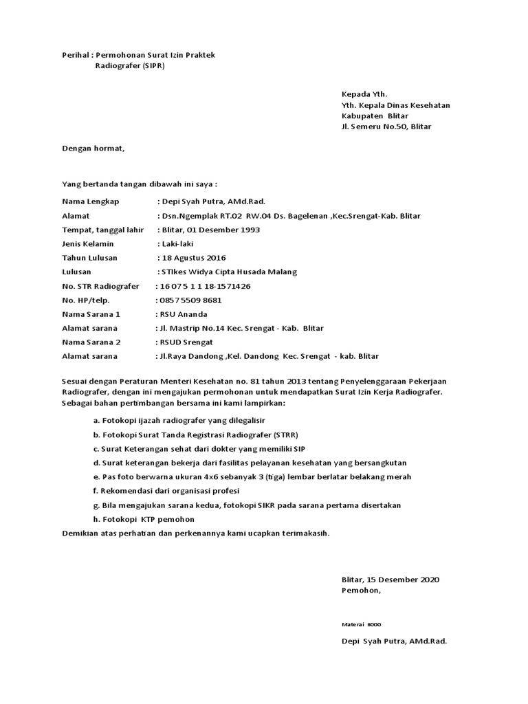 Surat Permohonan SIP | PDF