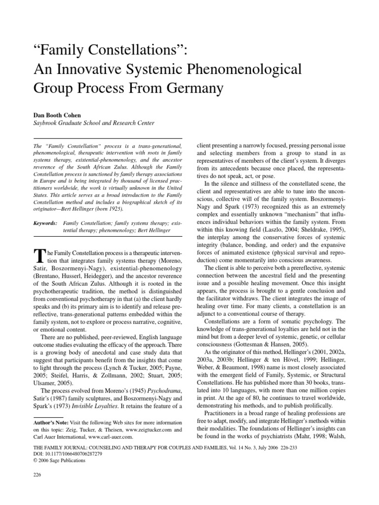 Family Constellations An Innovative Systemic Pheno | PDF ...