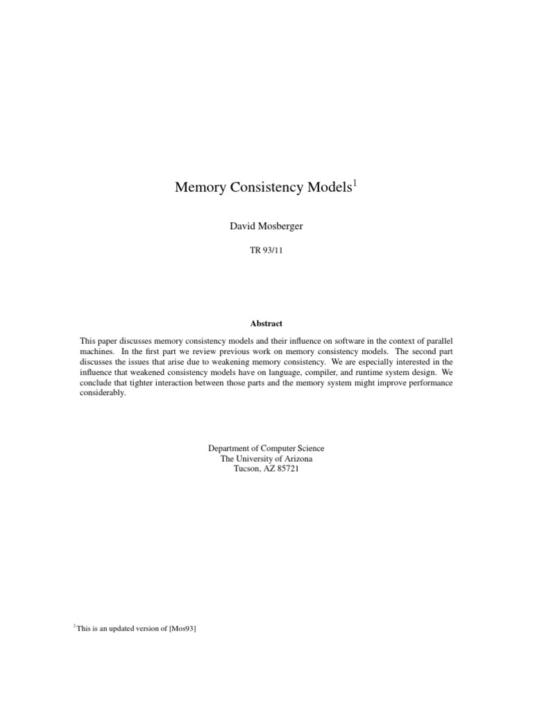 Memory Consistency Models: David Mosberger | PDF | Concurrency (Computer Science) | Concurrent ...