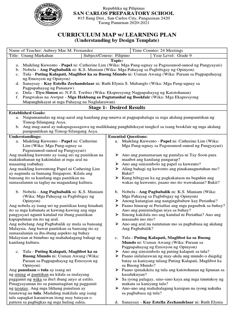 Filipino 9 - UBD | PDF