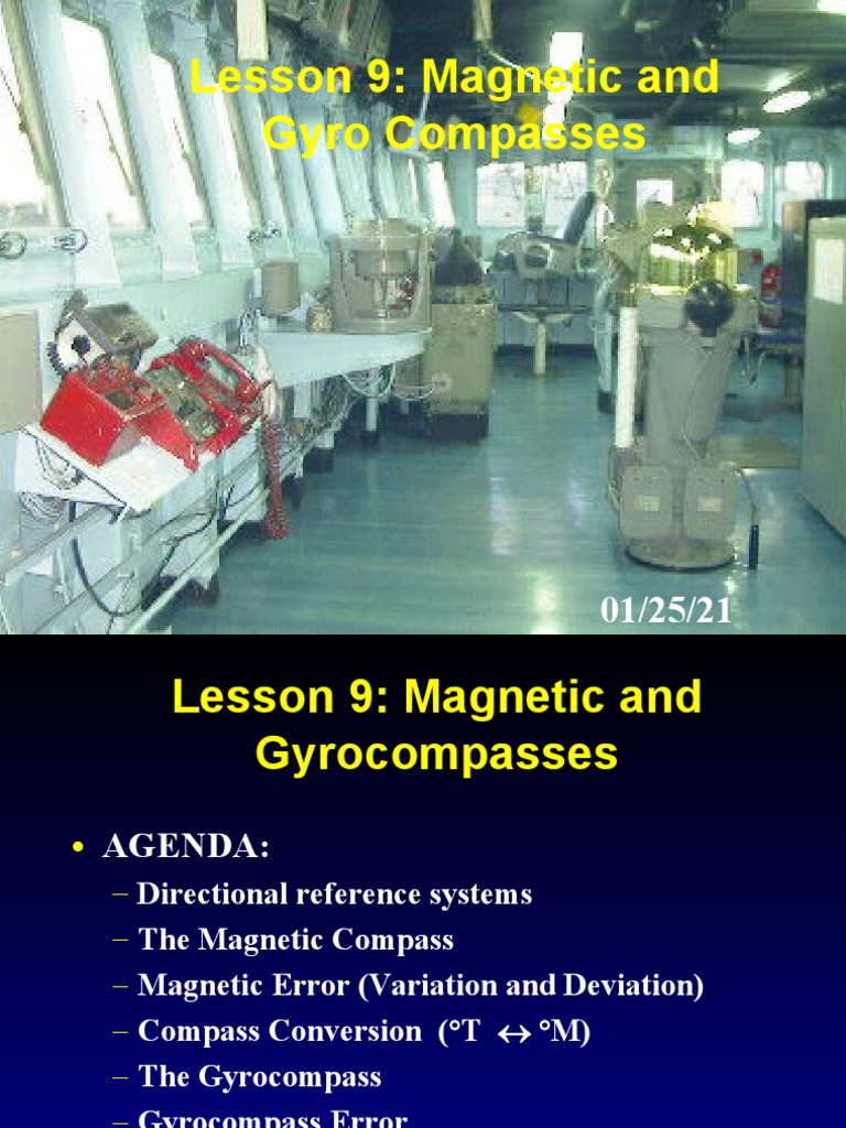 Lesson 9: Magnetic and Gyro Compasses | PDF | Compass | Gyroscope